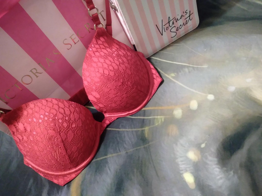 32C Victoria's Secret Very Sexy Push up Red Lace Mesh Back VS Bra - Etsy