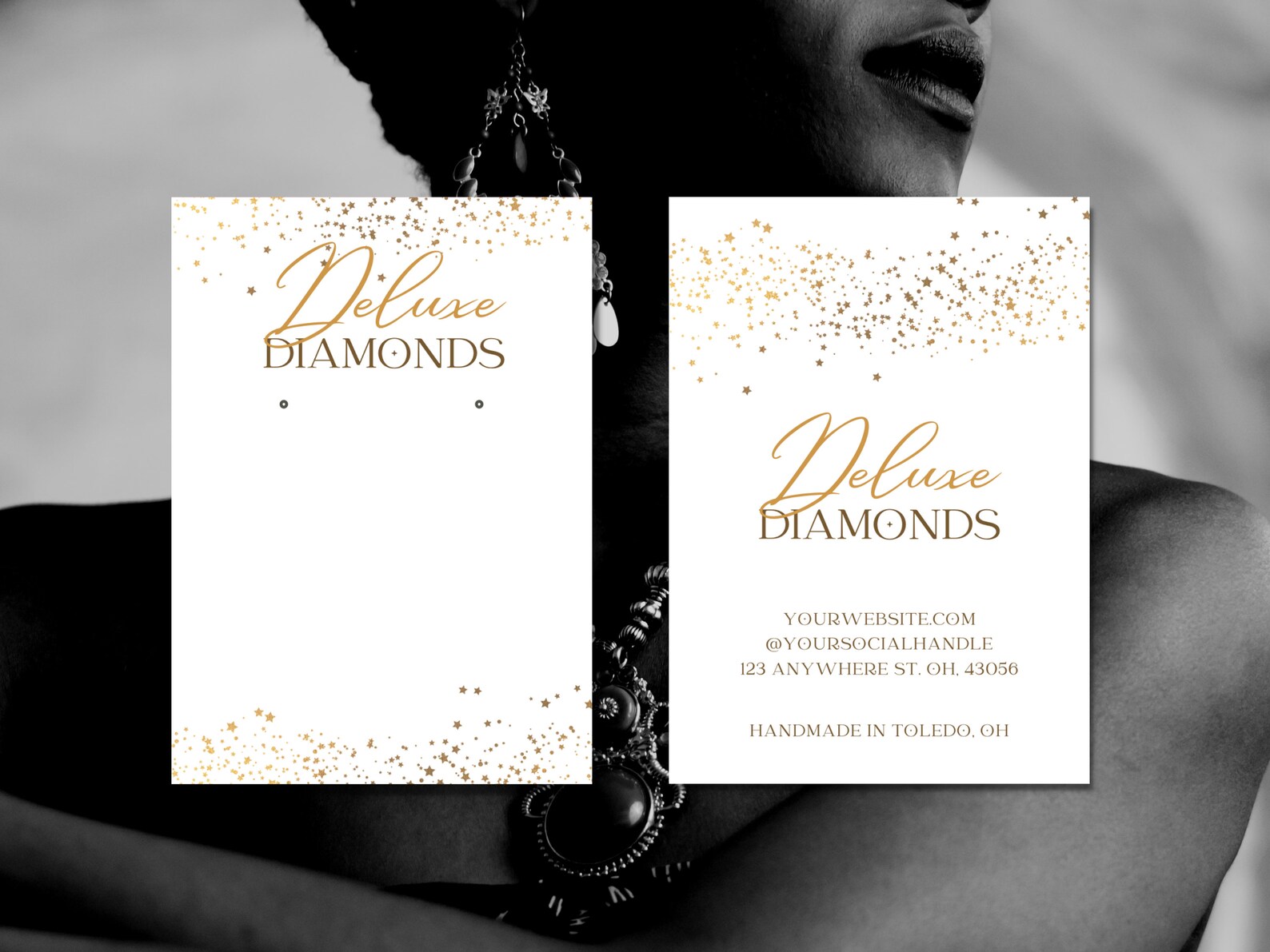Editable Elegant Earring Card Template, Luxe Earring Card, Jewelry Card ...