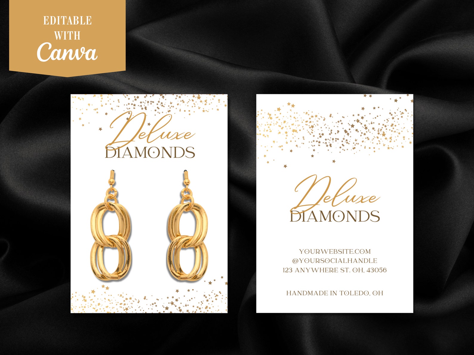 Editable Elegant Earring Card Template, Luxe Earring Card, Jewelry Card ...