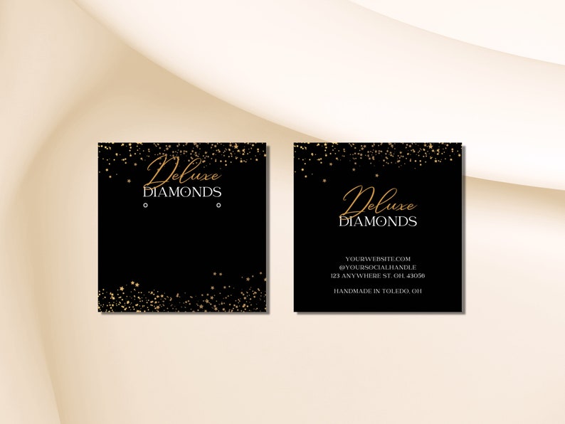 Editable Elegant Earring Card Template, Luxe Earring Card, Jewelry Card ...