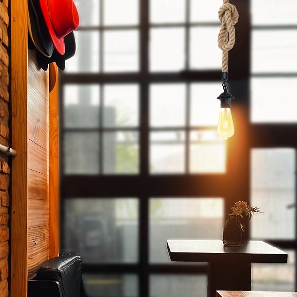 Black Rope Pendant Light - Etsy