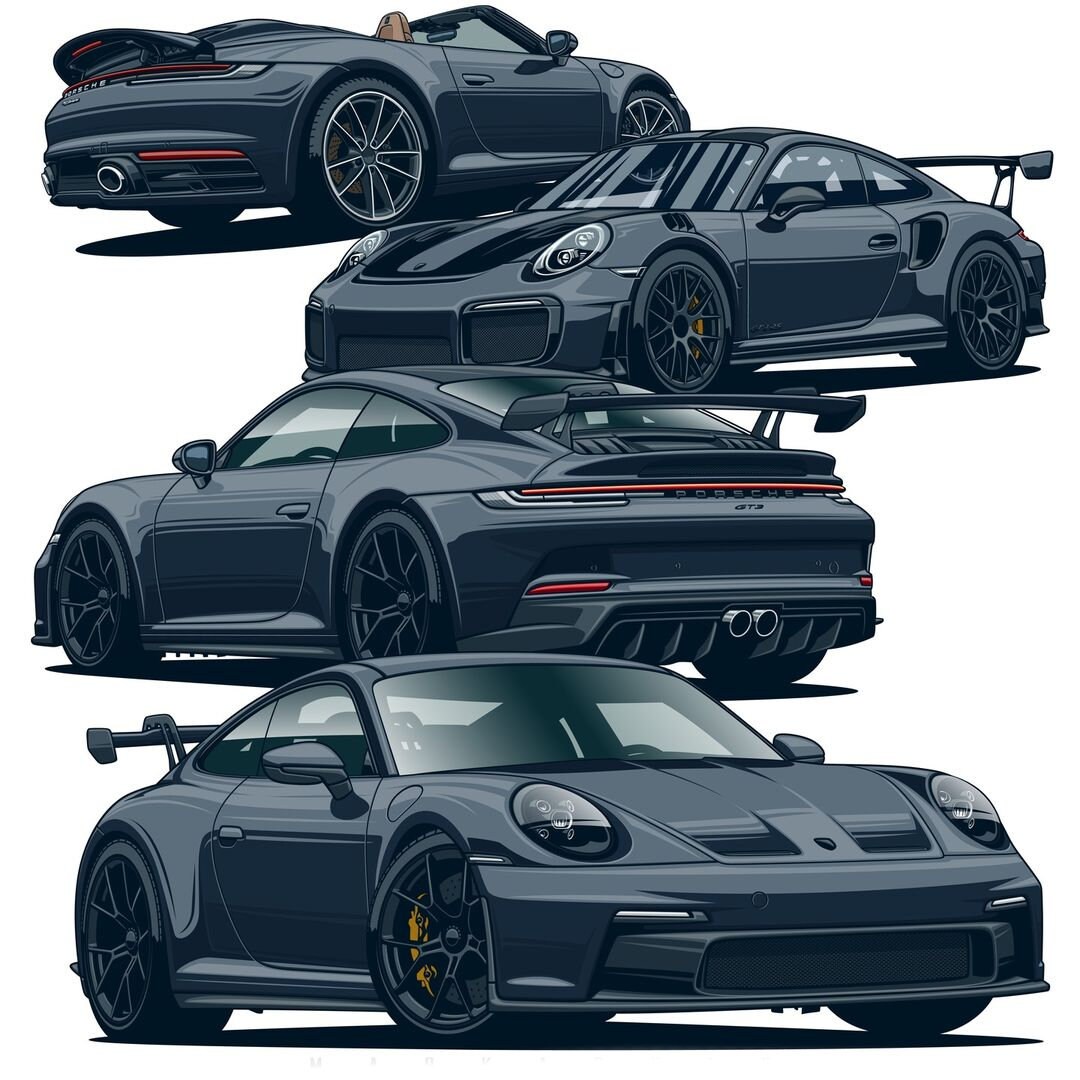 Porsche 911 GT3 RS Car Illustration / Artwork - Etsy