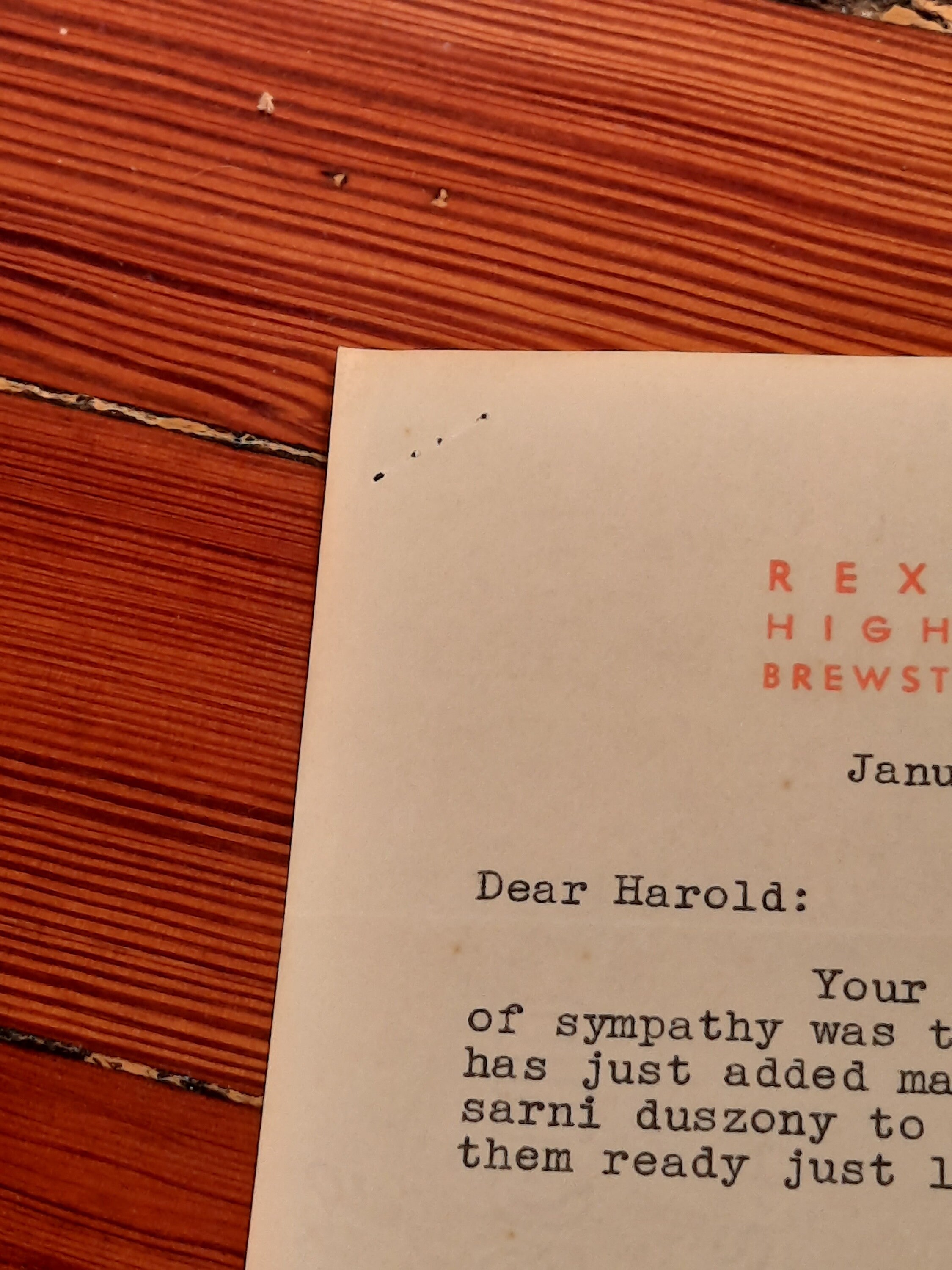 Vintage Rex Stout Letter, Dated January 27 1950, Hand Typed and ...