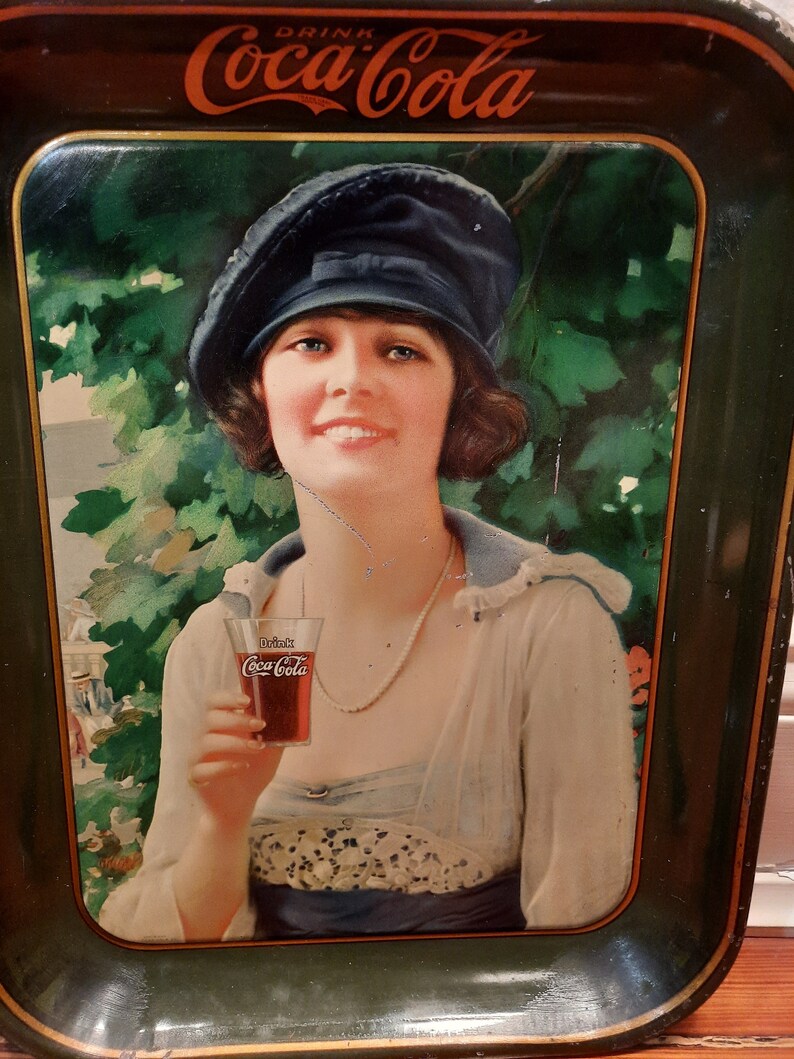 Antique 1921 Original Coca-cola 'autumn Girl' Tray - Etsy