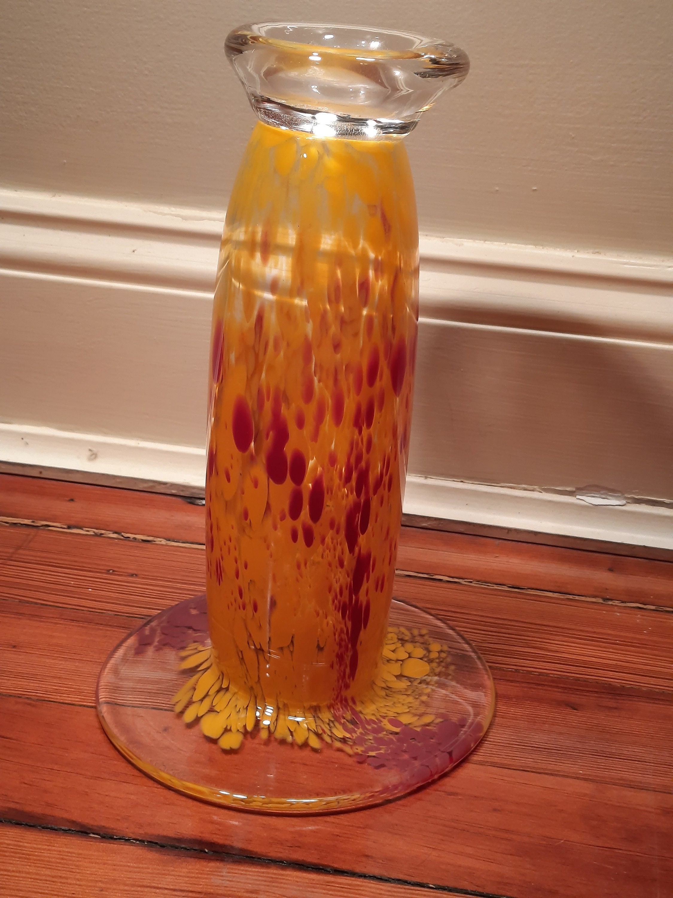 Vintage 1996 "rubi Glass" Hand Blown Splattered Art Glass Vase - Etsy