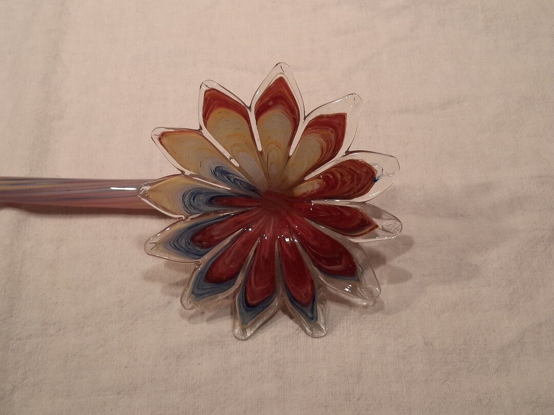 Vintage Large Hand Blown Art Glass Flower, 21 Inches Tall, Circa 1990's ...