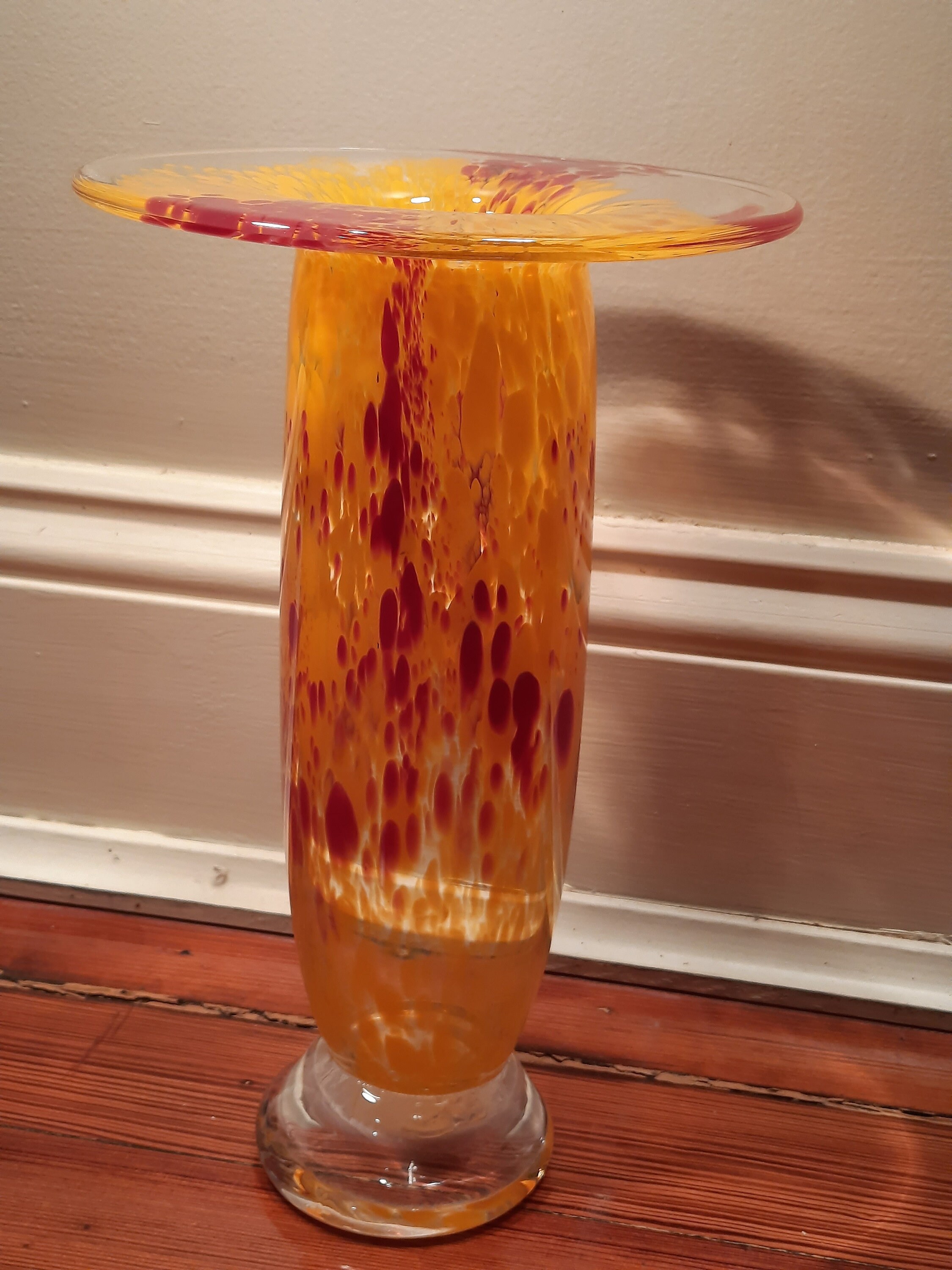 Vintage 1996 "rubi Glass" Hand Blown Splattered Art Glass Vase - Etsy