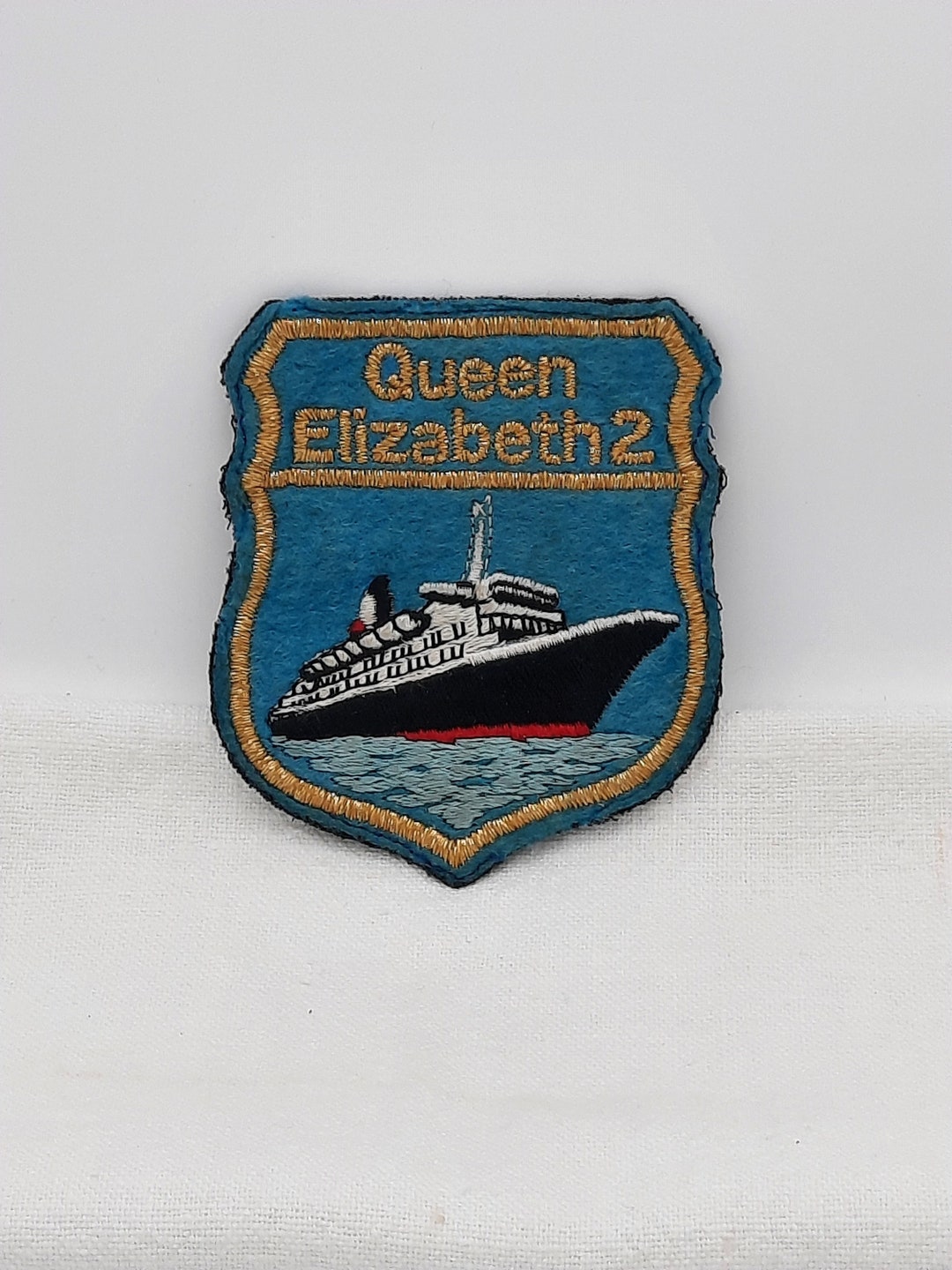 Vintage 'queen Elizabeth 2' Wool Travel Patch, Circa 1960s - Etsy