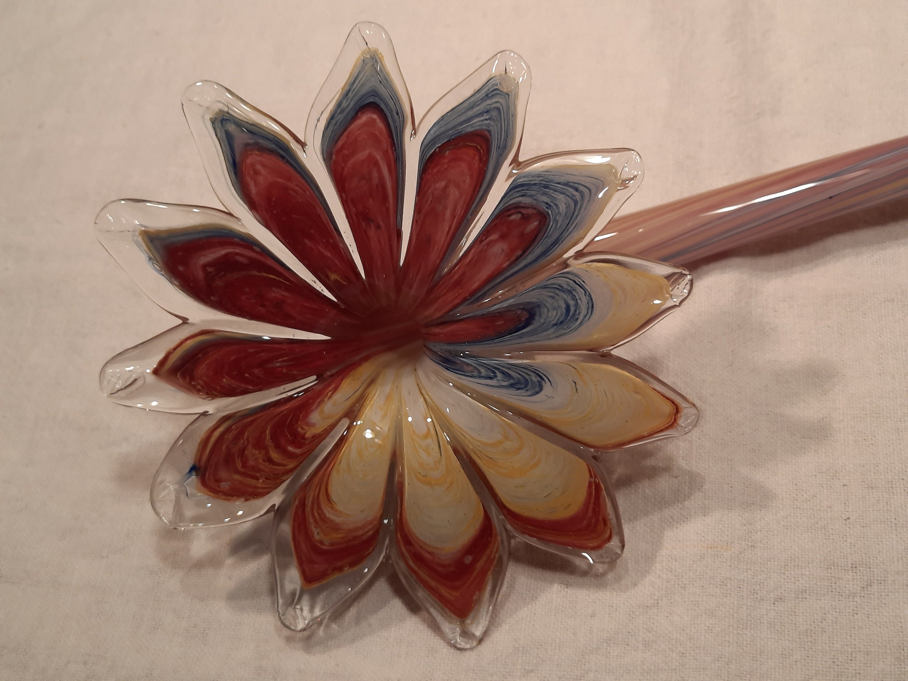 Vintage Large Hand Blown Art Glass Flower 21 Inches Tall - Etsy