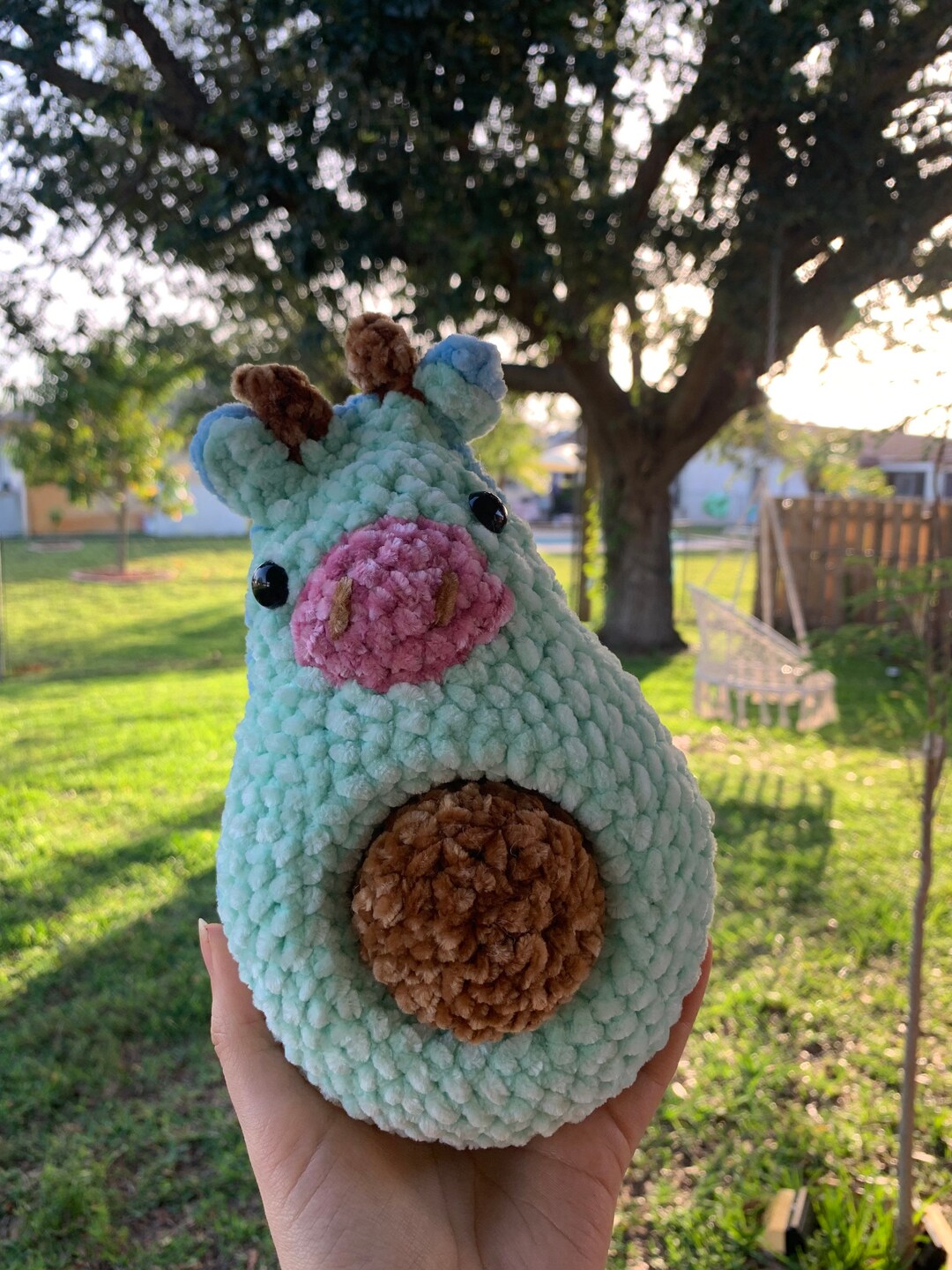 Crochet Avocado Cow With Removable Seed, Handmade Cow and Avocado With ...