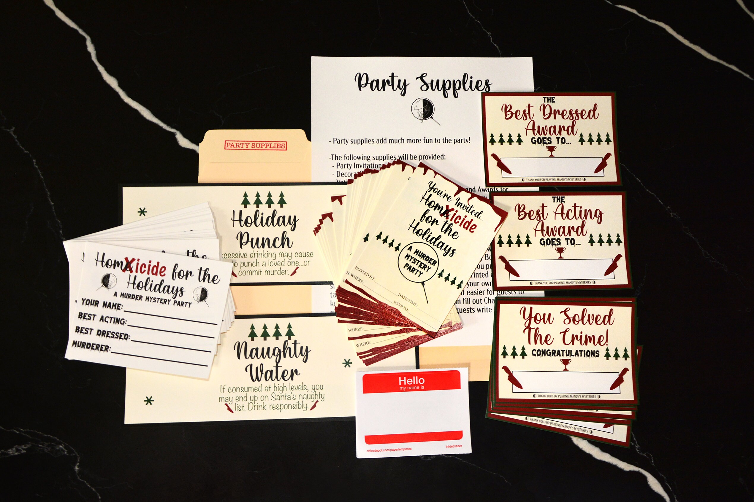 Homicide for the Holidays Murder Mystery Full Party Kit (13-23 Guests ...