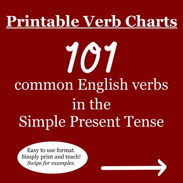 Present Tense Chart - Etsy