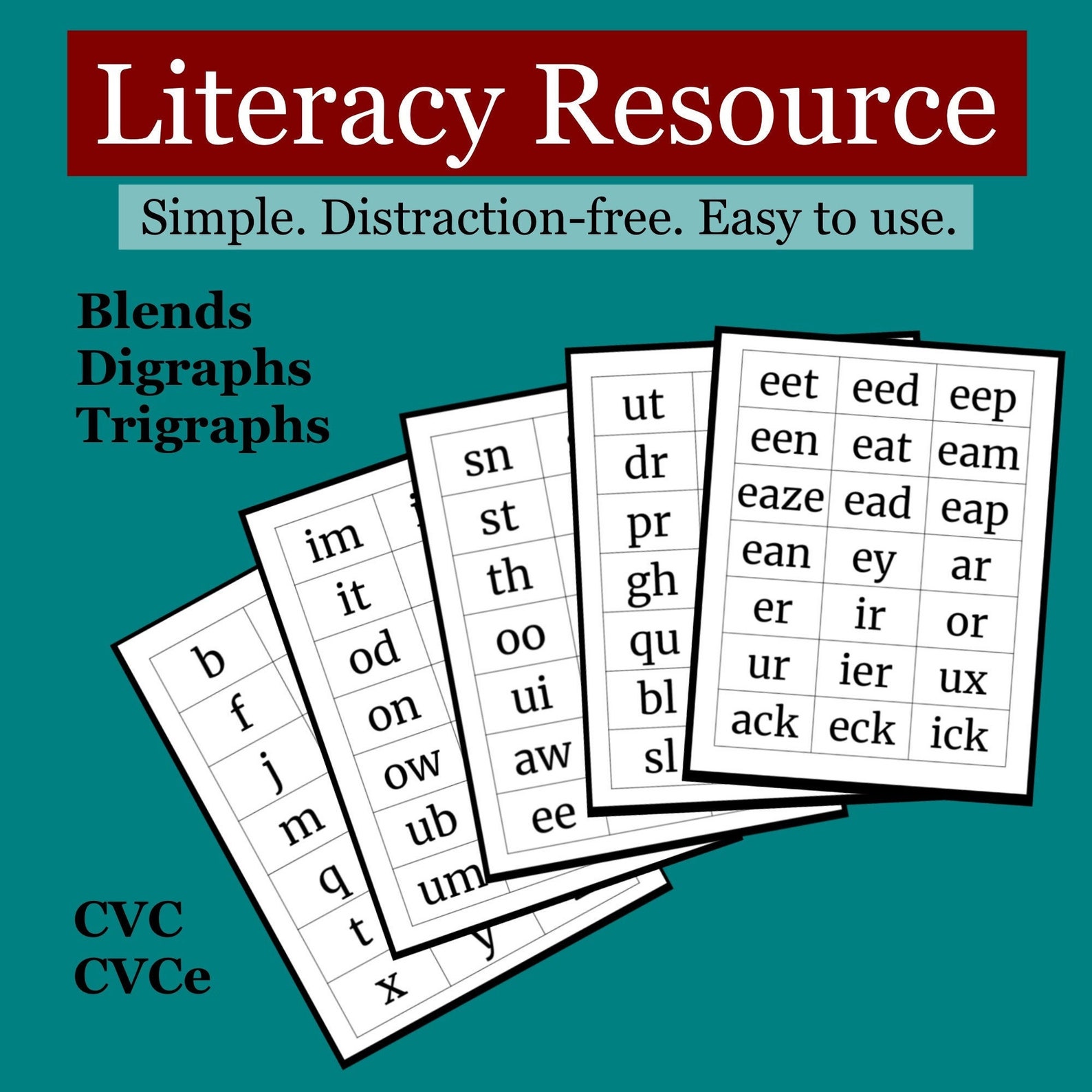 Digraphs, Trigraphs, Blends Printable PDF CVC Cvce Homeschool Primary ...