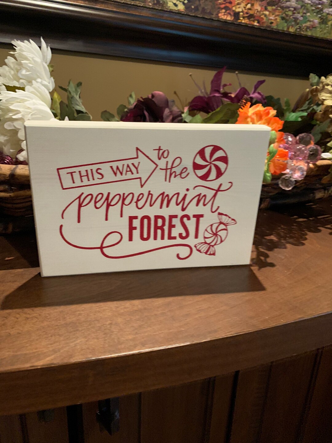 This Way to the Peppermint Forest Sign shelf Sitter - Etsy