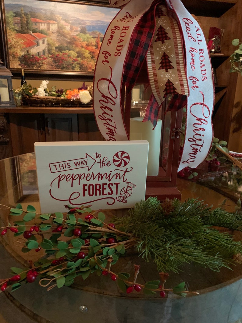 This Way to the Peppermint Forest Sign shelf Sitter - Etsy