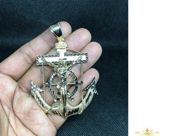 Large Gold Anchor Pendant - Etsy