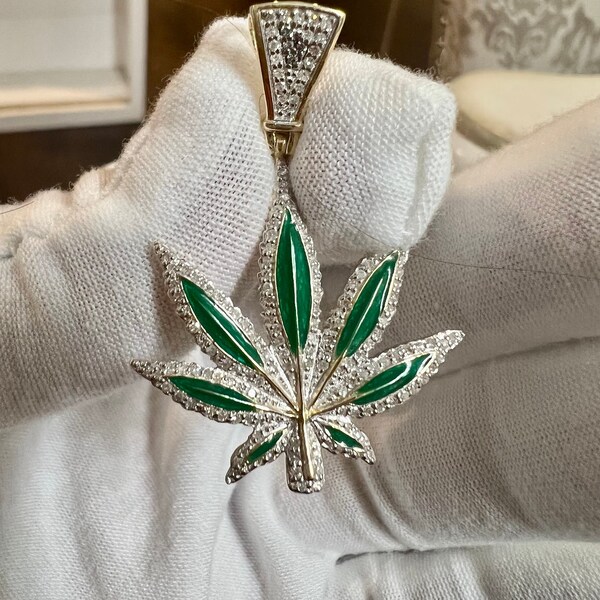 Gold Weed Pendant - Etsy
