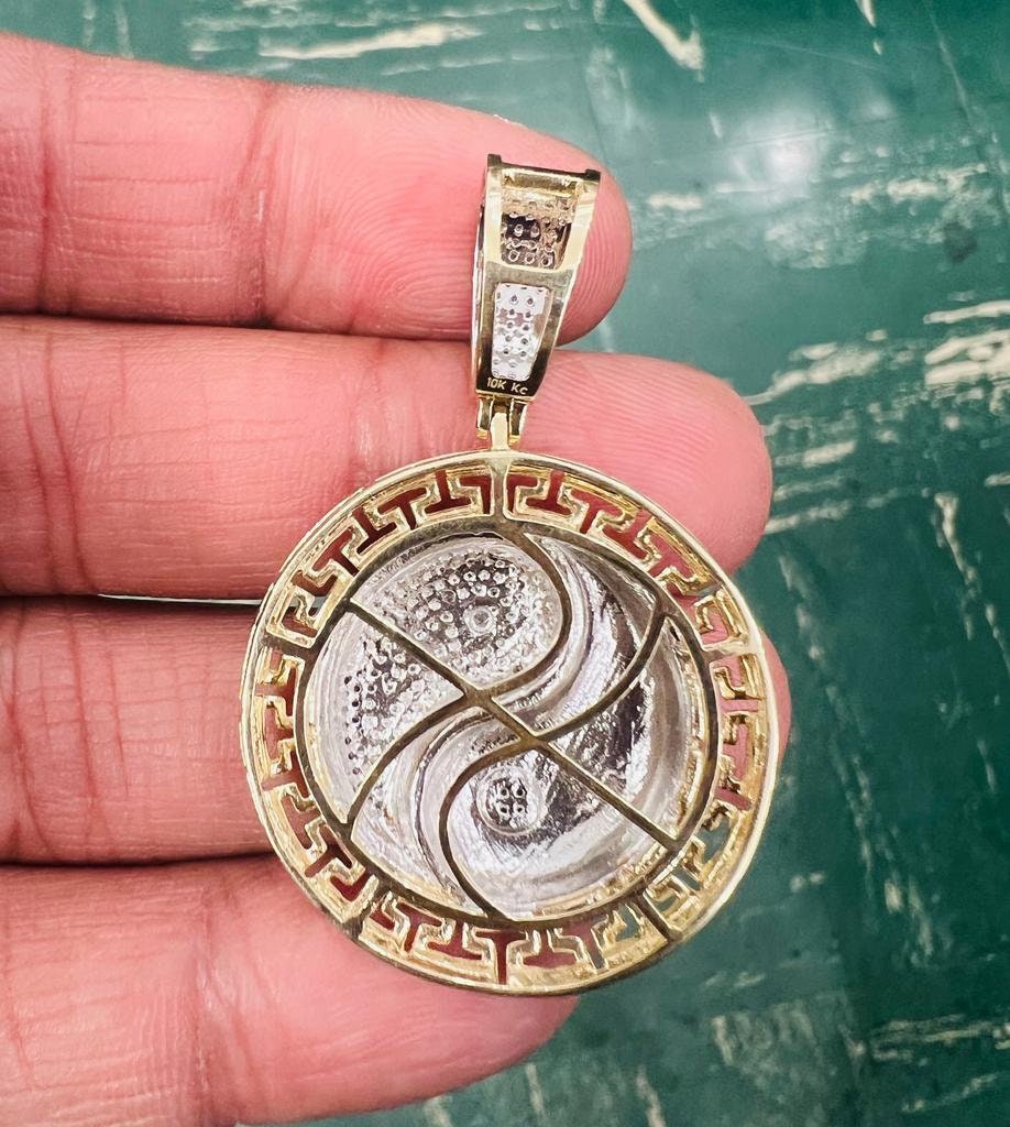 Diamond Yin Yang Pendant Men 10K Yellow Gold Yin Yang Symble Charm ...