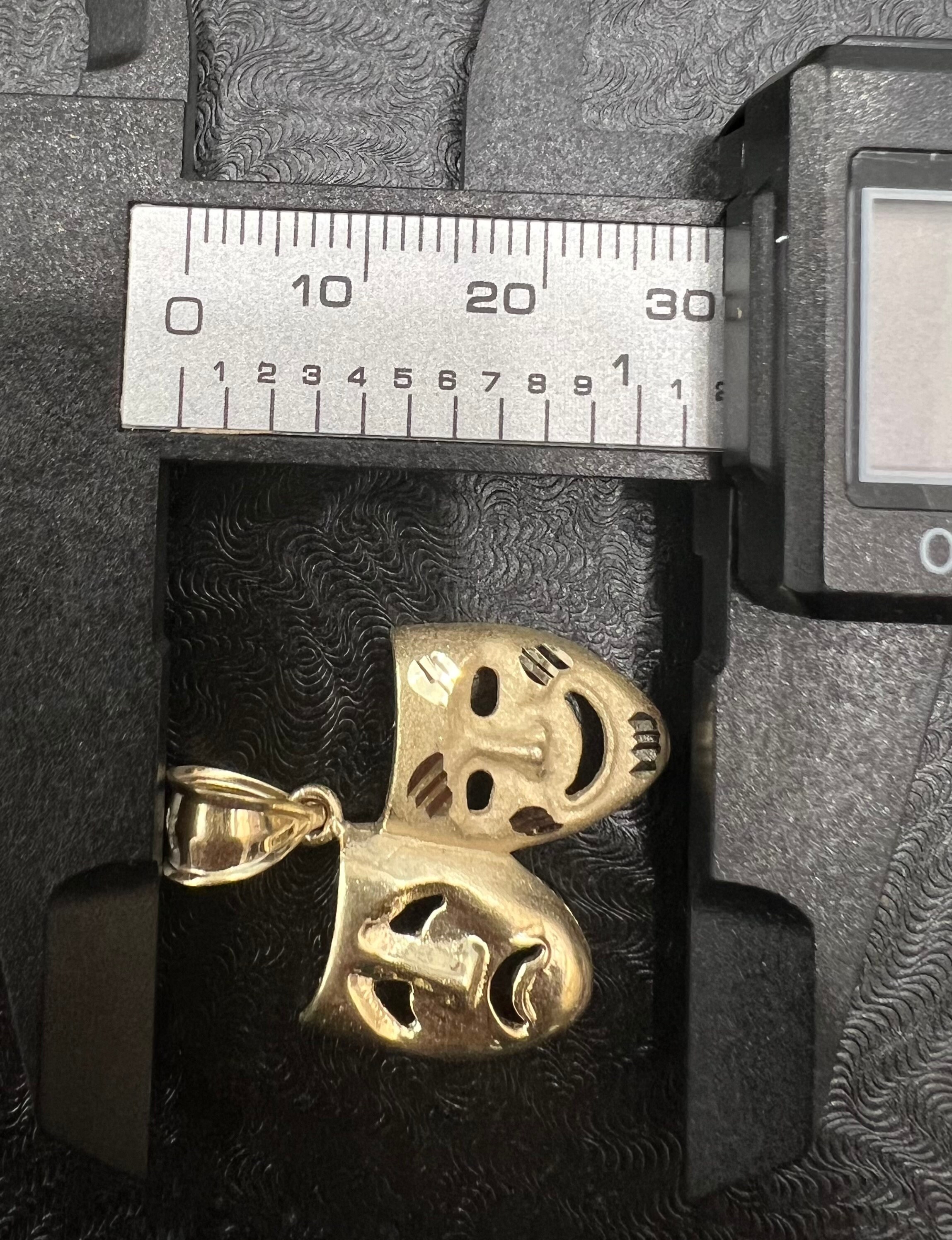 10K Yellow Gold Comedy Tragedy Mask Pendant Drama Masks - Etsy
