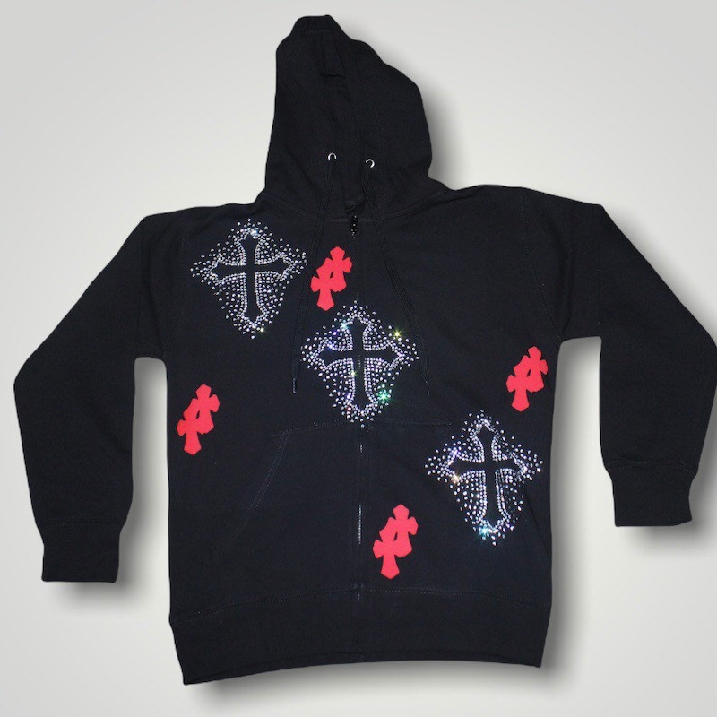 Rhinestone Full Zip Hoodies - Etsy