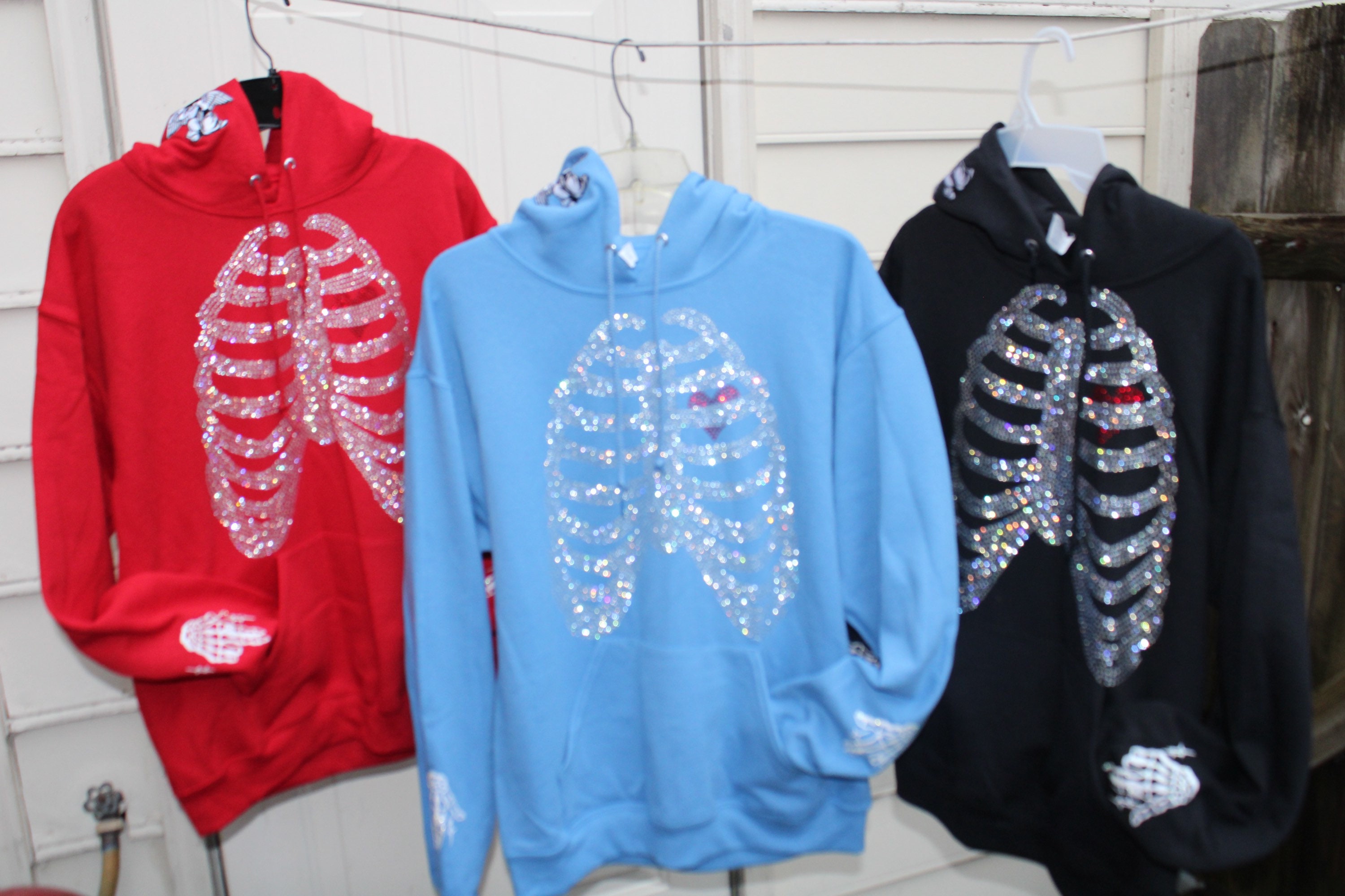 Skeleton Rhinestone Rib Cage X Angel Hoodie (unisex) - Etsy