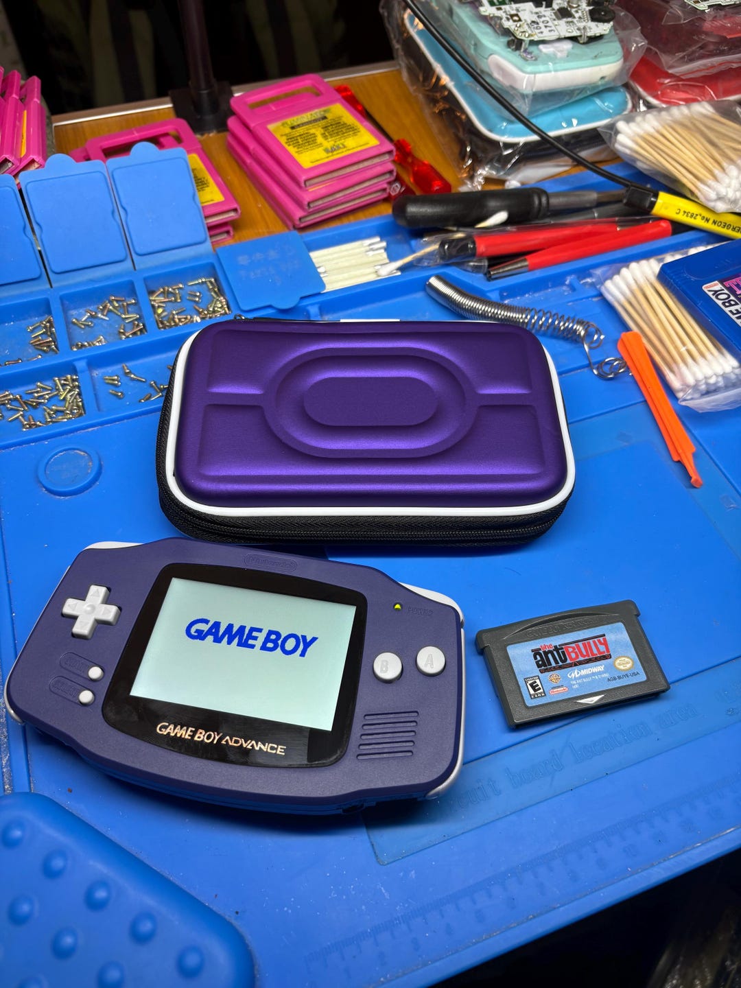 Purple Indigo Gameboy Advance Backlit IPS Screen GBA Nintendo V5 Pouch ...
