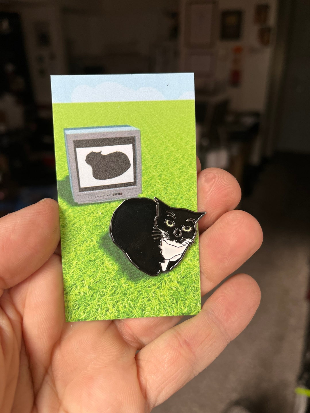Maxwell Dancing Cat Enamel Pin Tuxedo Poly Kitty Kawaii Feline Hat