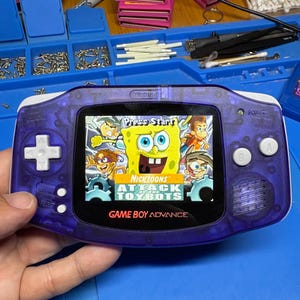 Purple Translucent Gameboy Advance Backlit IPS Screen GBA Nintendo V2 ...