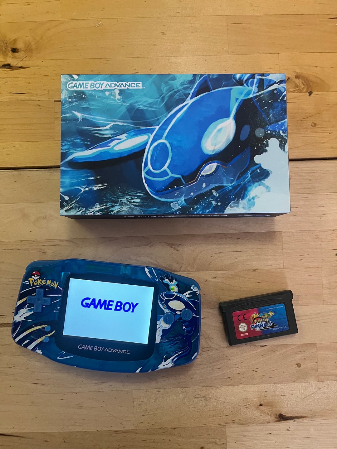 Backlit IPS Pokémon Kyogre Gameboy Advance V2 Nintendo NES Cartridge ...