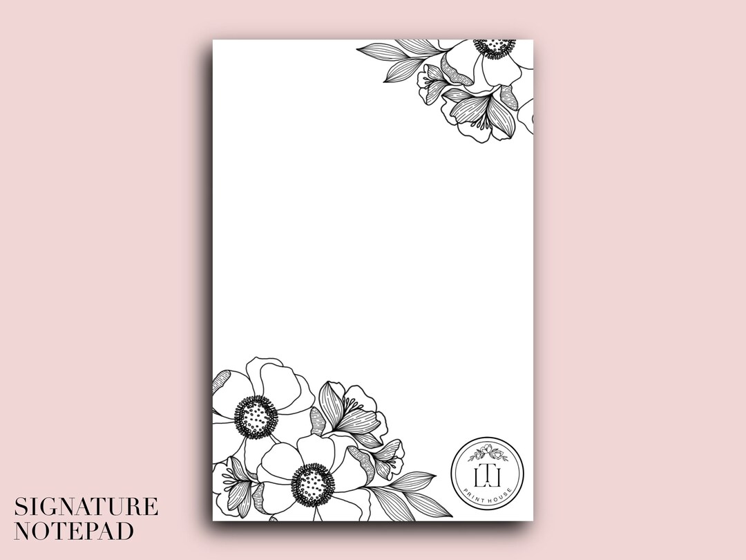 Signature Collection B&W Floral Notepad - Etsy