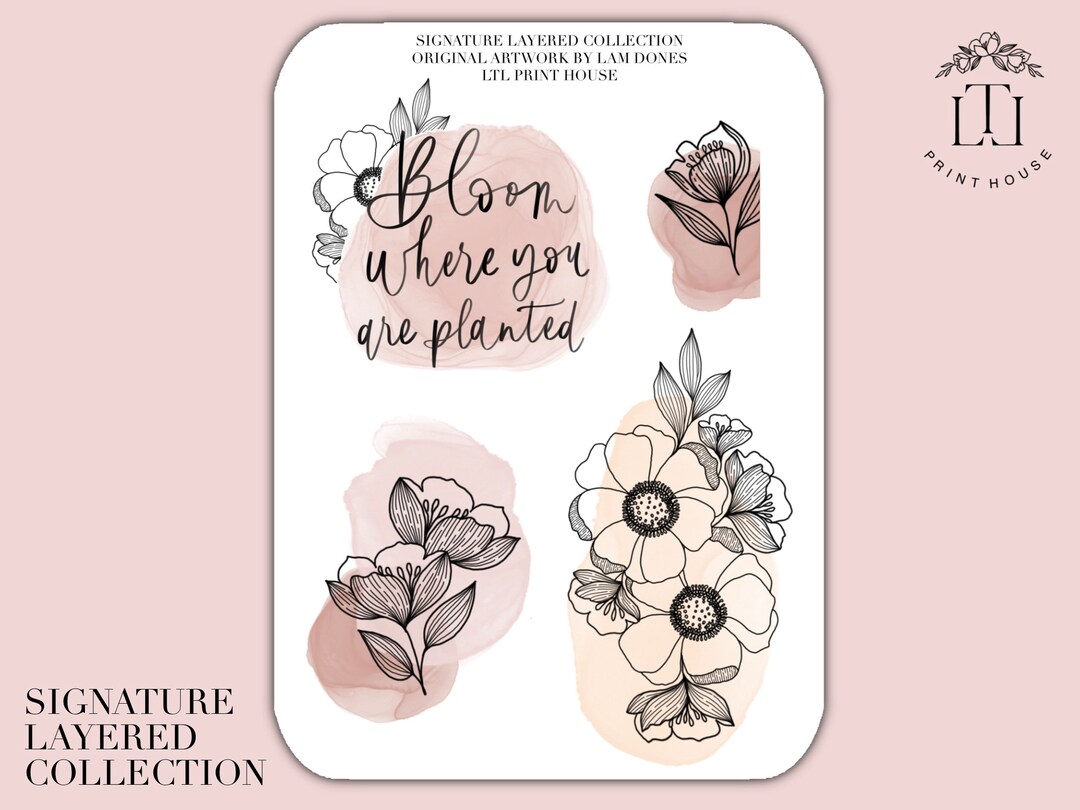 Sig. Layered Collection L Floral Stickers L Decorative Planner Stickers ...