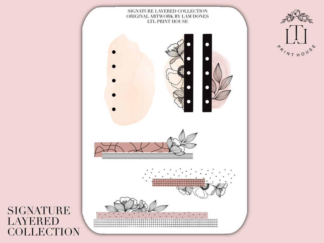 Sig. Layered Collection L Floral Stickers L Decorative Planner Stickers ...