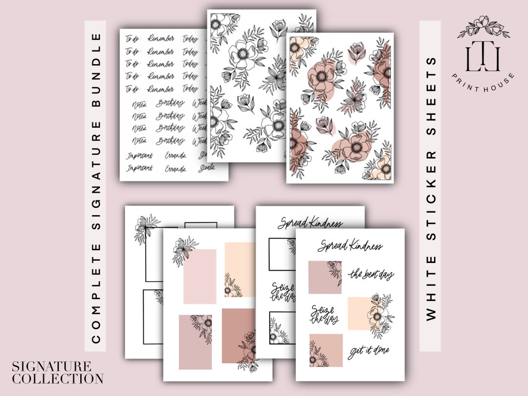 Complete Signature Bundle Stickers L Floral Sticker Set L Decorative ...