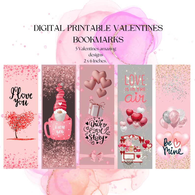 DIGITAL Valentines Bookmarks, PRINTABLE Valentines Designs - Etsy