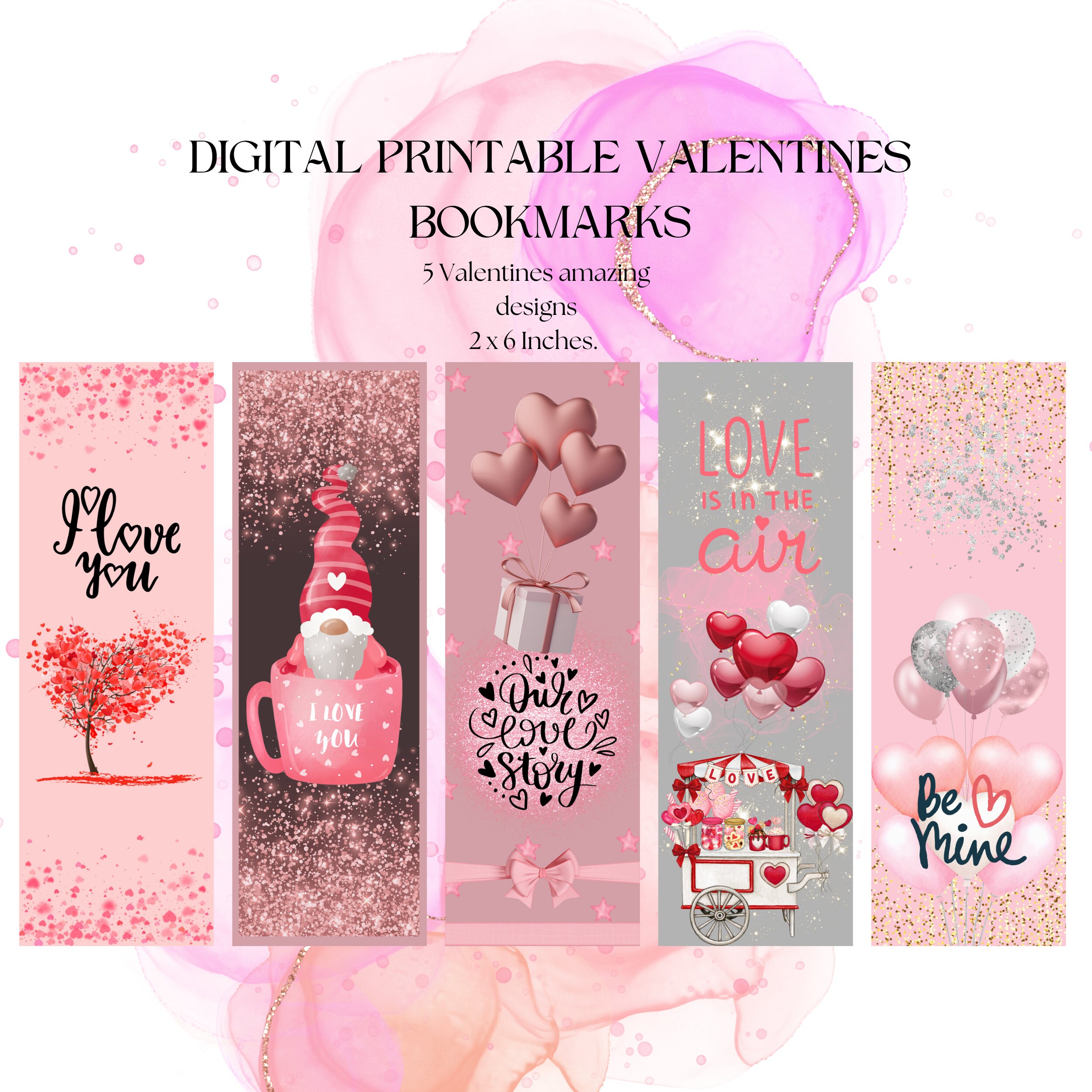 DIGITAL Valentines Bookmarks, PRINTABLE Valentines Designs - Etsy
