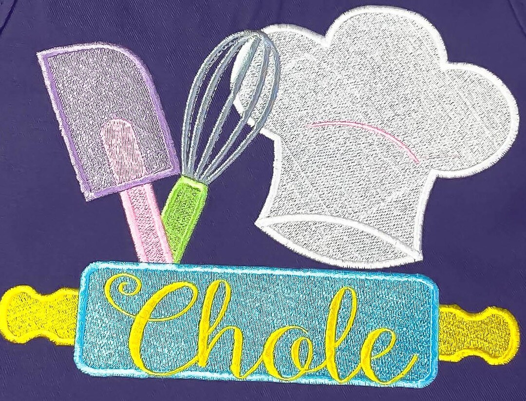 Personalized Applique Handmade Aprons With Matching Handmade Chef Hat ...