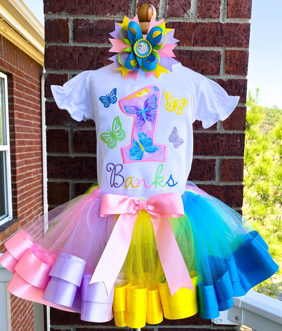 Personalized Embroidery Butterfly Ribbon Trim Tutu Set, Any Age ...