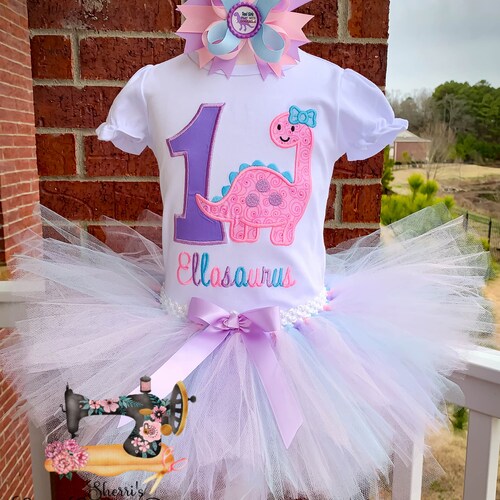 Personalized Embroidery Dino Birthday Tutu Set Dinosaur Any - Etsy