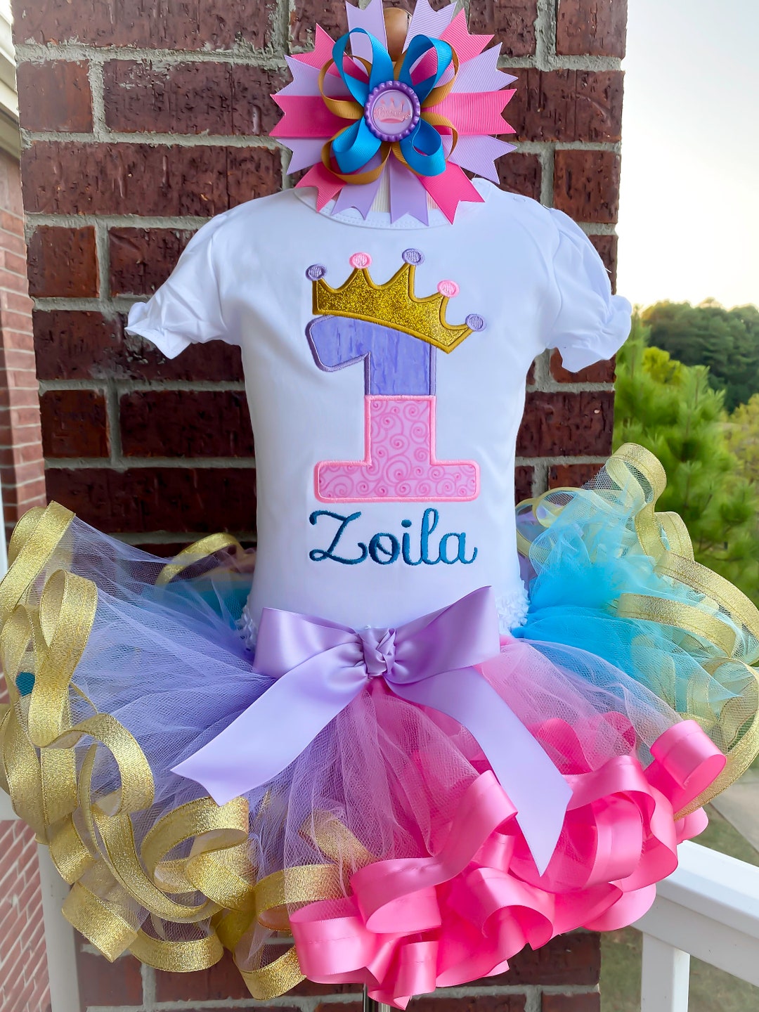 Personalized Embroidery Princess Crown Birthday Ribbon Trimmed Tutu Set ...