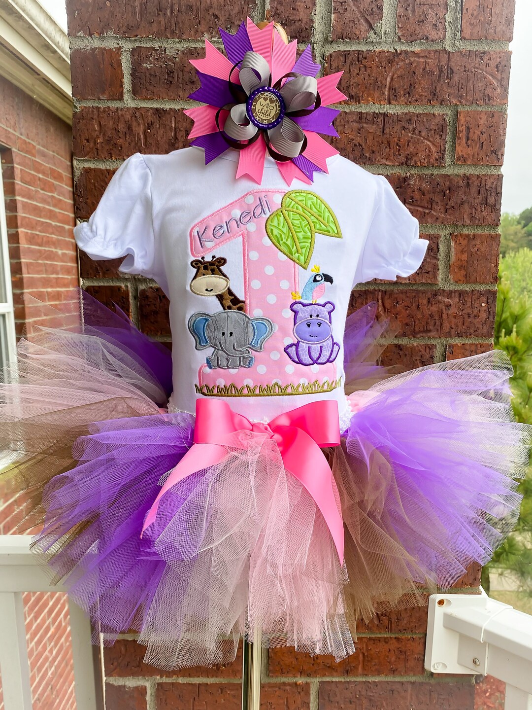 Personalized Embroidery Jungle, Safari, Tutu Set, Pink, Any Birthday ...