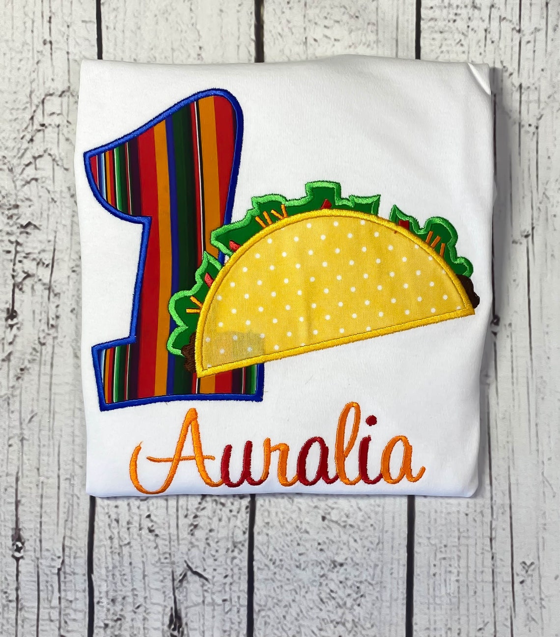 Personalized Embroidery Taco Birthday Outfit, Serape, Bummies, Belle ...