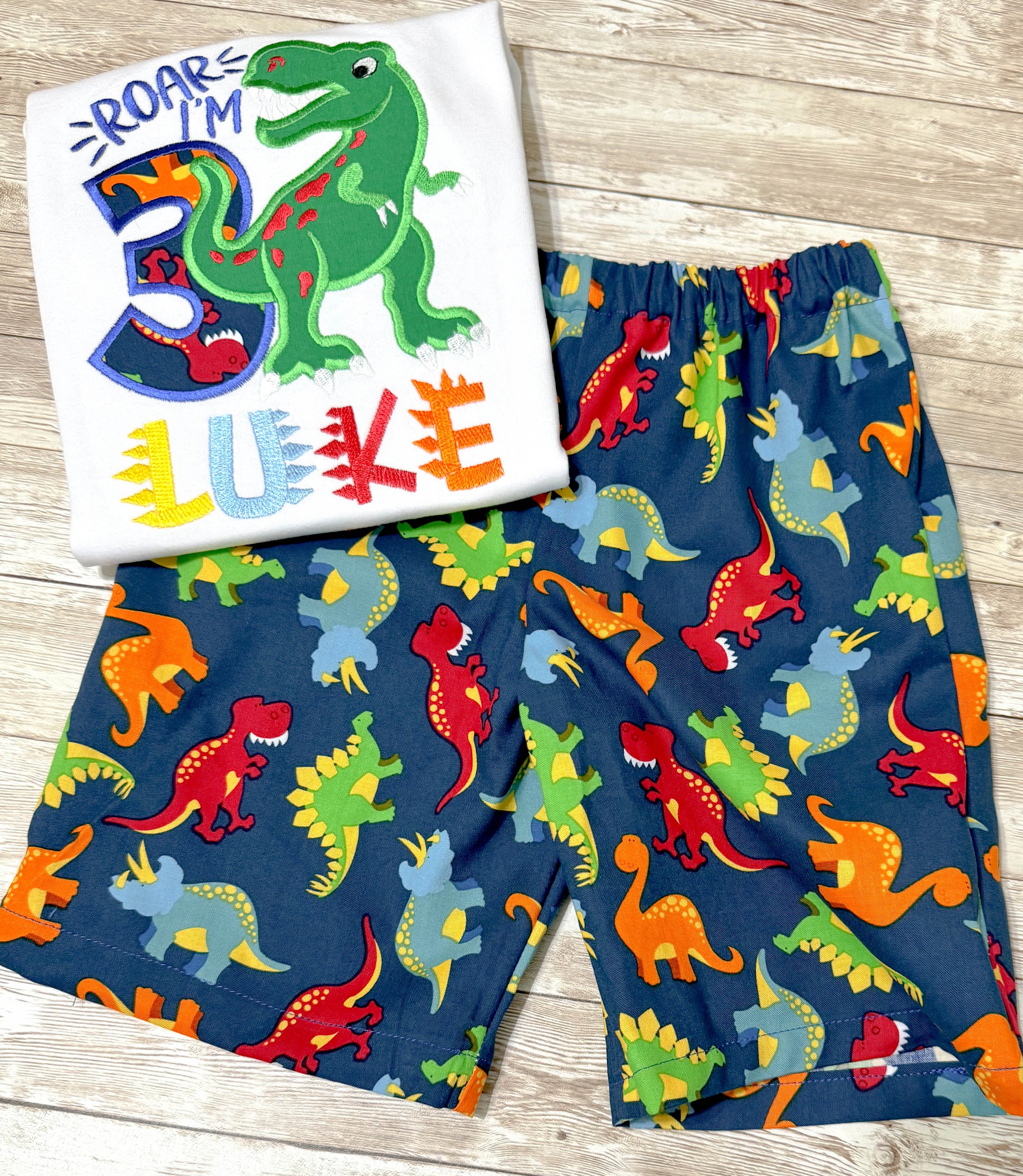 Personalized Embroidery Rawr Dinosaur Birthday Shirt, Short Set ...