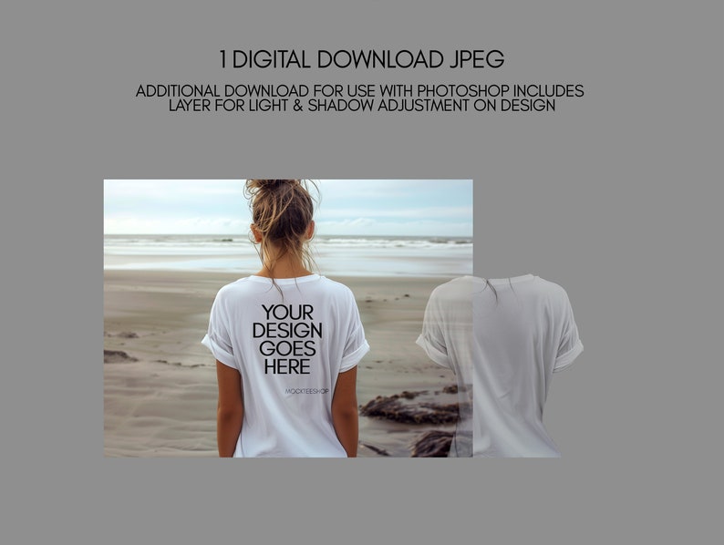 Female Model Back View Mockup Wearing Short Sleeve White T Shirt ...