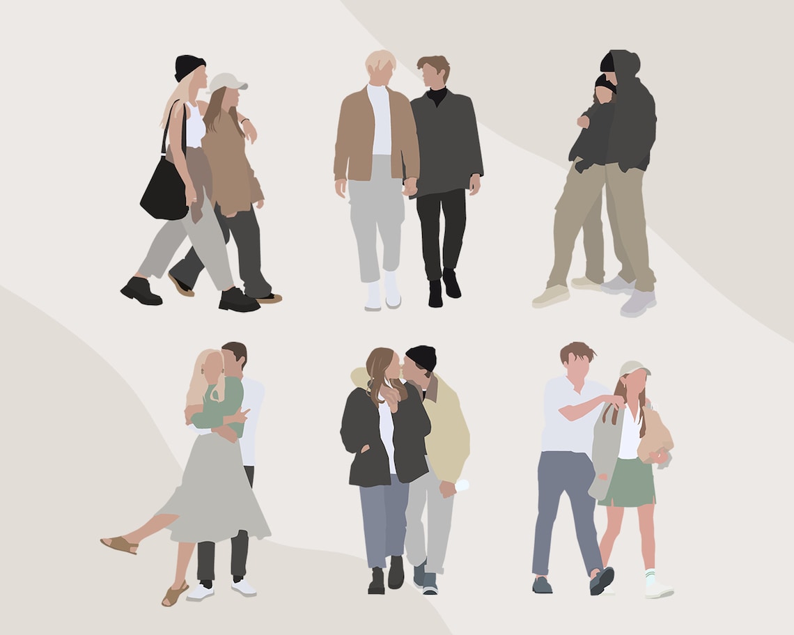 Flat Vector People Illustration - Pack "couples" - Etsy