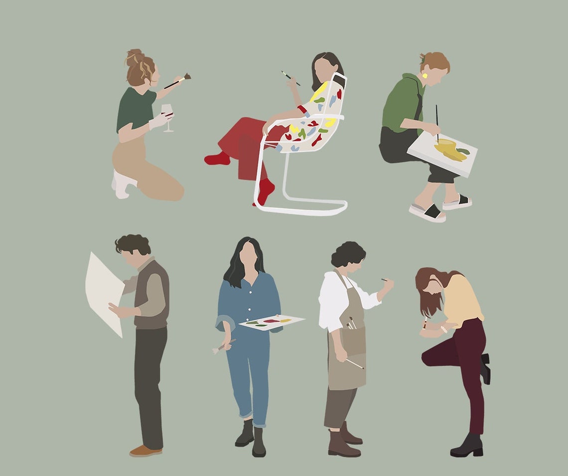 Flat Vector People Illustration Pack Art | Etsy