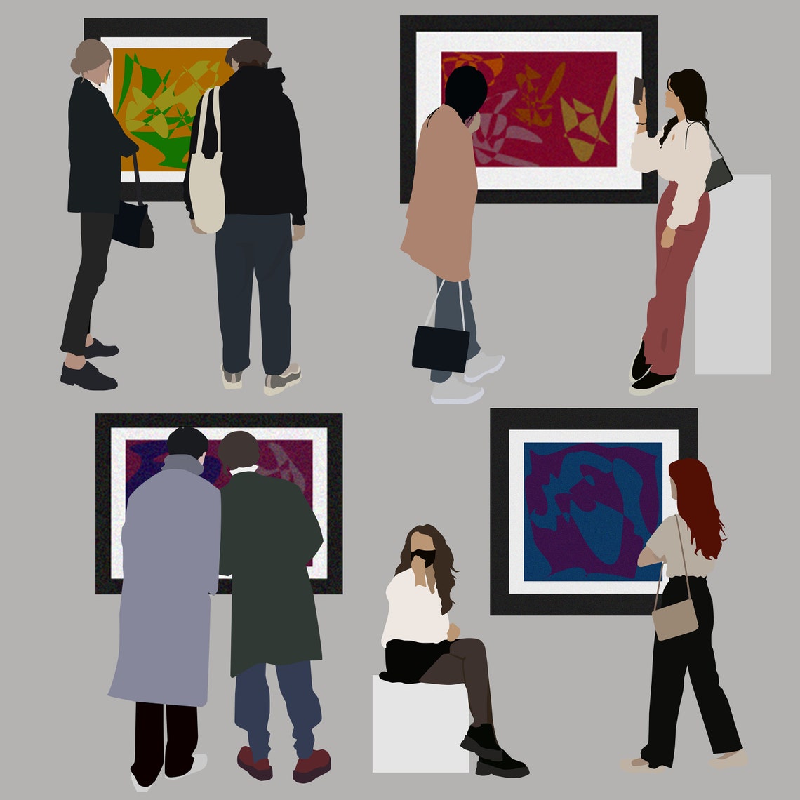 Flat Vector People Illustration Pack - Pack "art Gallery. Museum" - Etsy