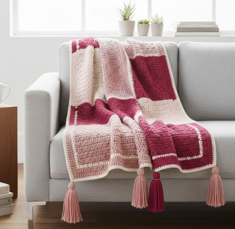 Modern Herringbone Crochet Blanket Pattern - Valentine’s Day Throw ...