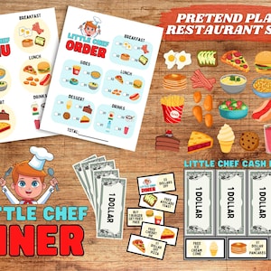 Printable Kids Pretend Play Restaurant, Little Chef Diner, Educational ...