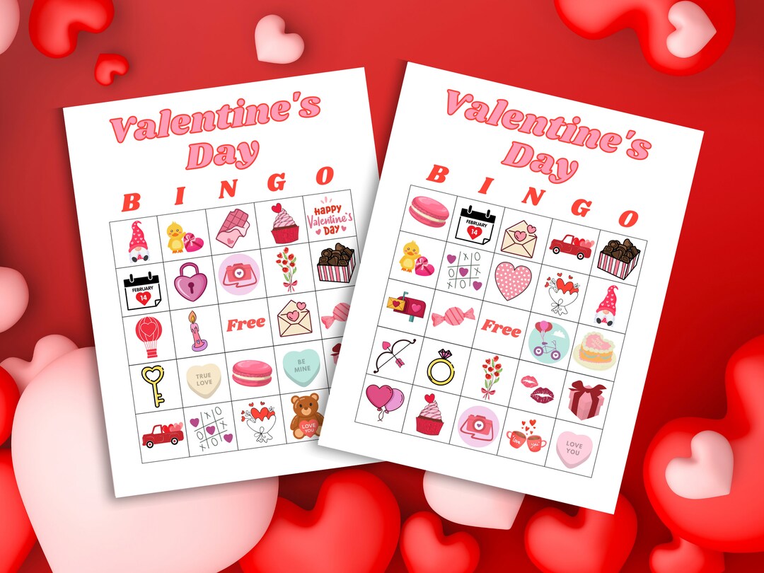 Printable Valentine's Day Bingo, Valentines Kids Game, BINGO Game Night ...