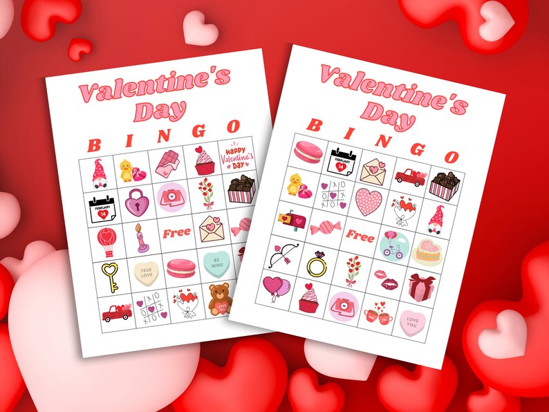 Printable Valentine's Day Bingo, Valentines Kids Game, BINGO Game Night ...